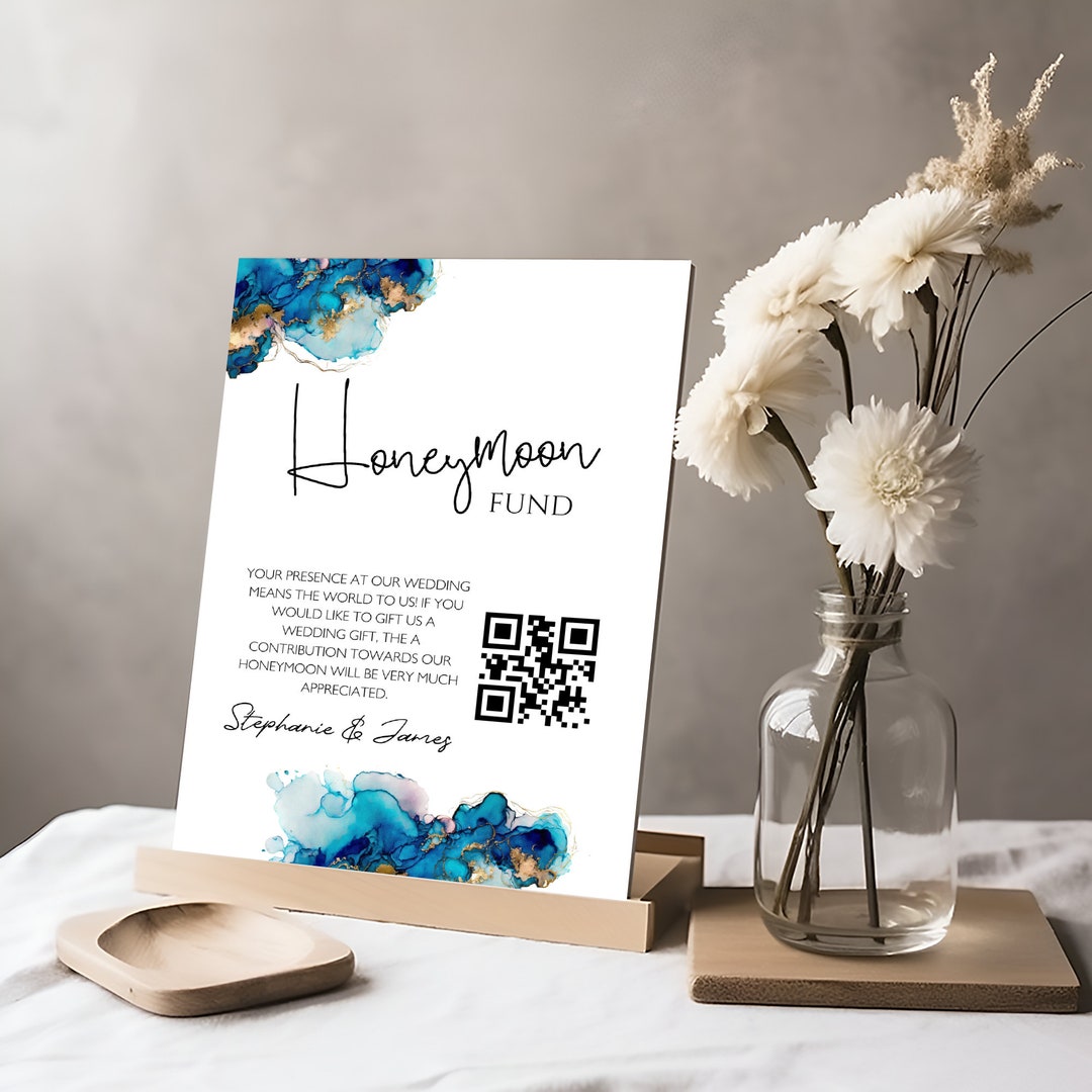 Honeymoon Fund QR Codes Sign Wedding, Wedding Fund Sign, Venmo QR Code ...
