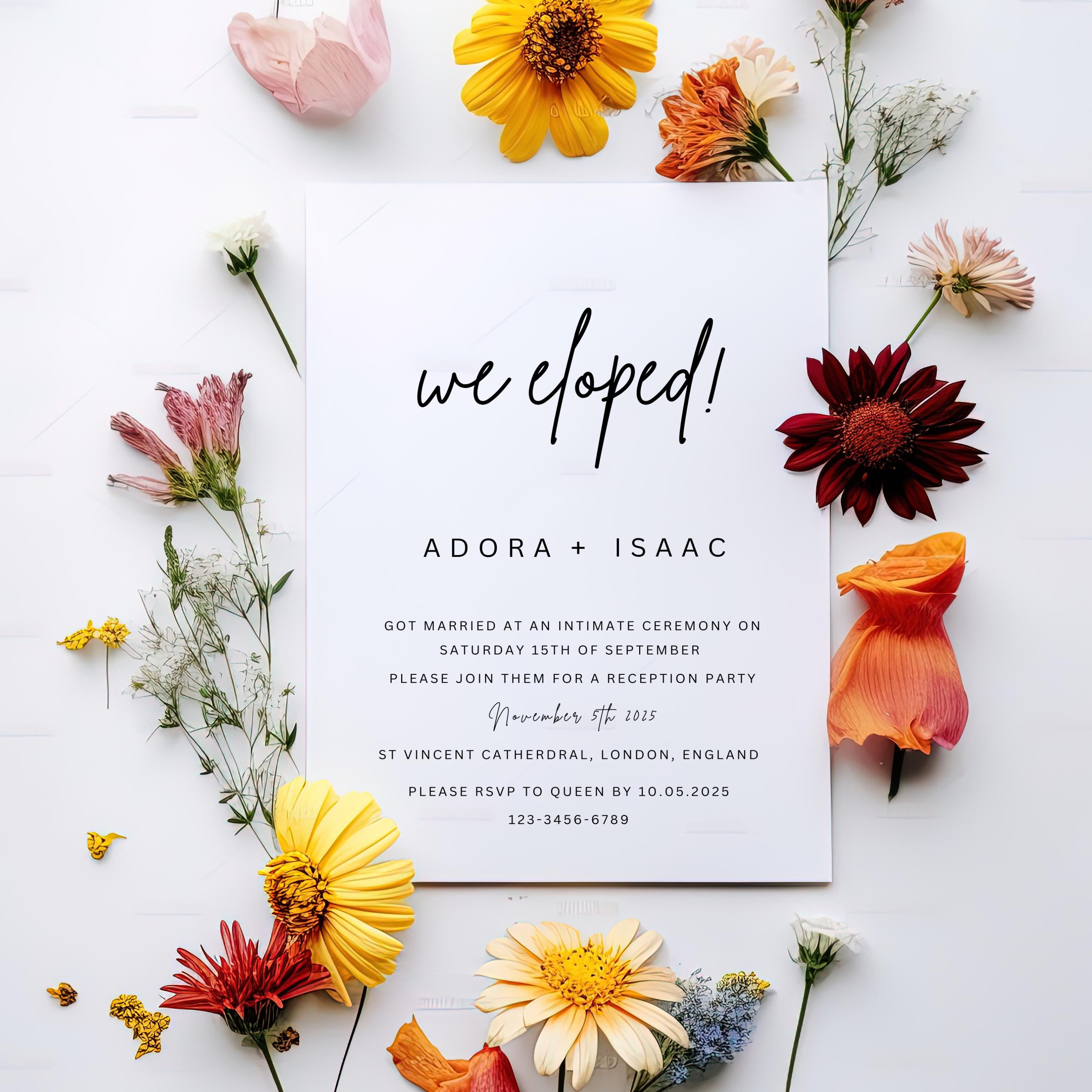We Eloped Invitation, Minimalist Elopement Card, Modern Reception ...