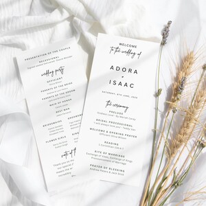 Formal Wedding Program Template, Minimalist Wedding Ceremony Program ...