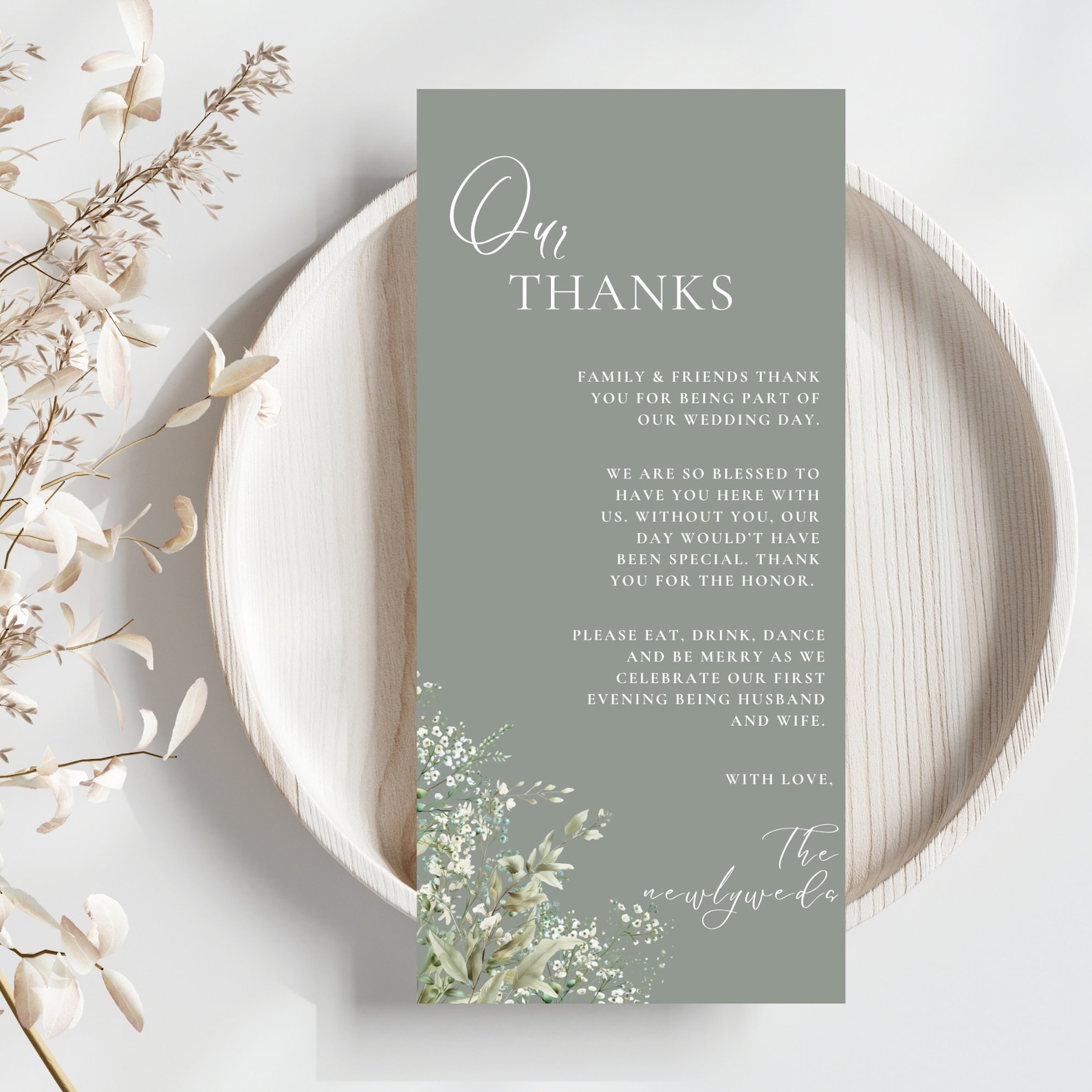 Thank You Placement Cards for Wedding Tables, Thank You Card Wedding ...
