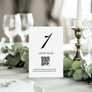Minimalist Wedding Table Numbers, QR Code Sign, Reception Decor ...