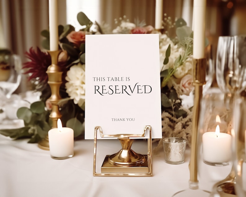 Simple Reserved Wedding Sign Download, Wedding Table Signs, Wedding ...