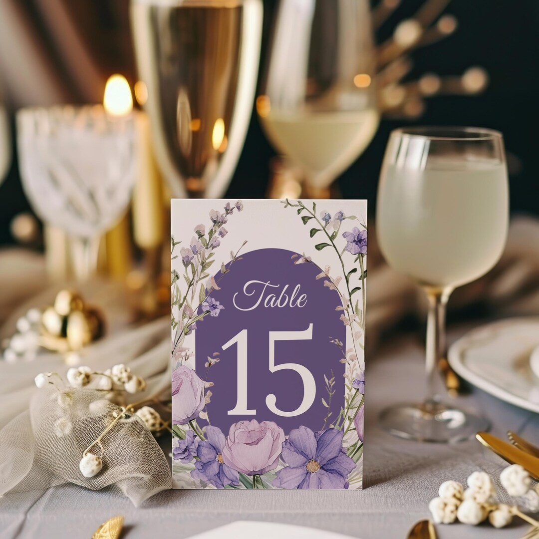 Lavender Wedding Table Numbers, Table Numbers 1-15, Dinner Table ...