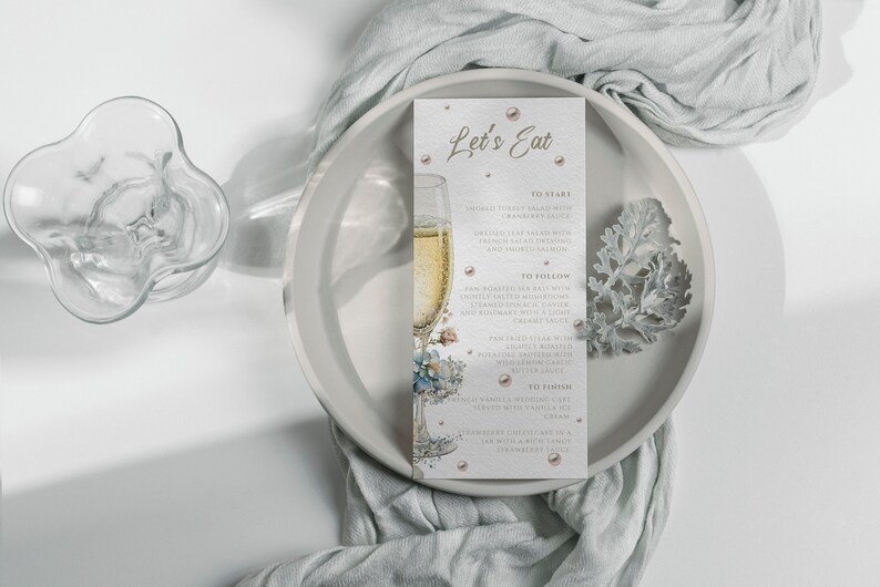 Pearls & Prosecco Bridal Shower Menu, Printable Bridal Shower Menu ...