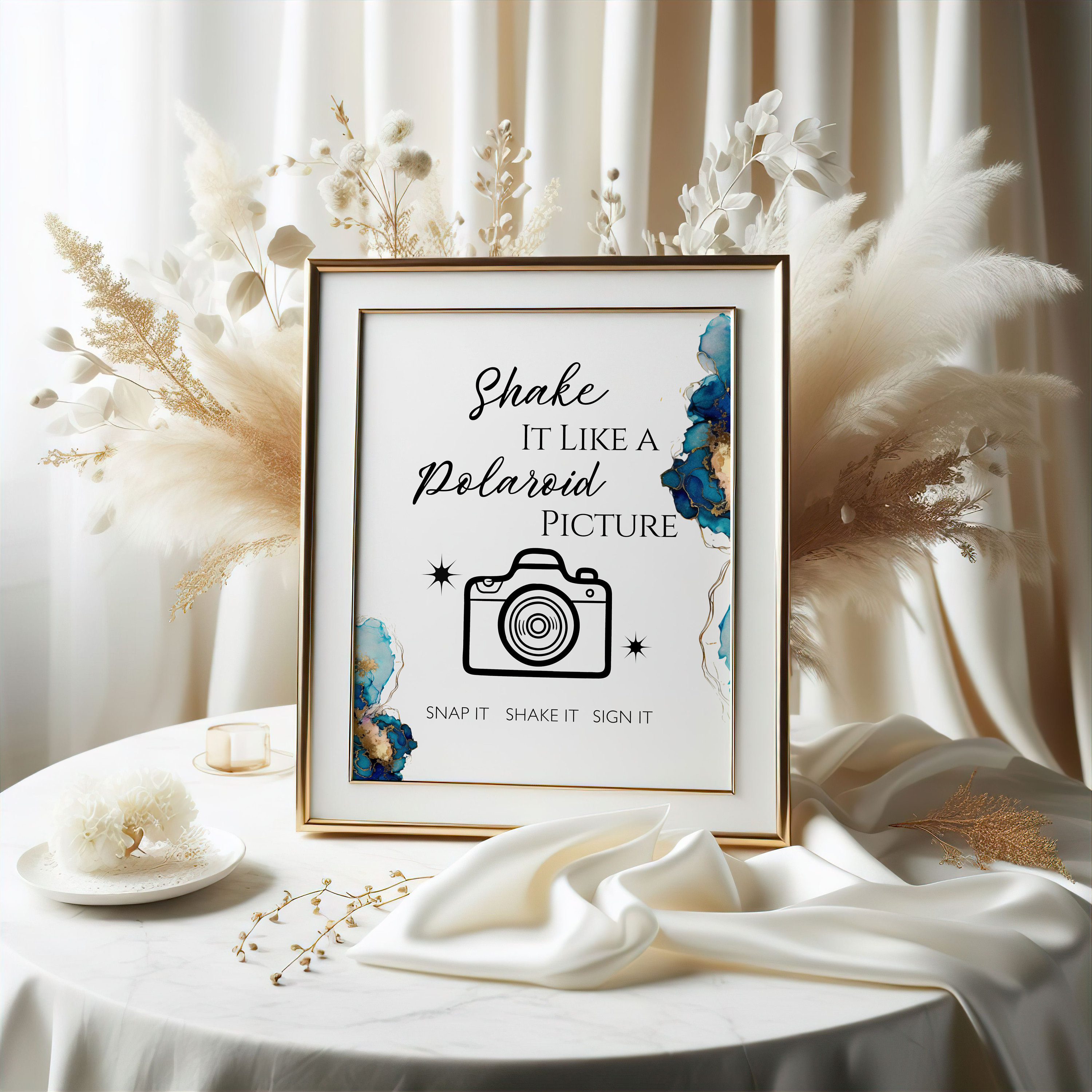 Shake It Like A Polaroid Picture Sign, Modern Photo Guestbook Wedding ...