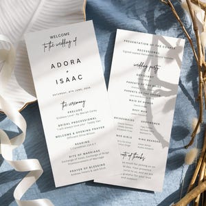 Formal Wedding Program Template, Minimalist Wedding Ceremony Program Template, Modern Script ...