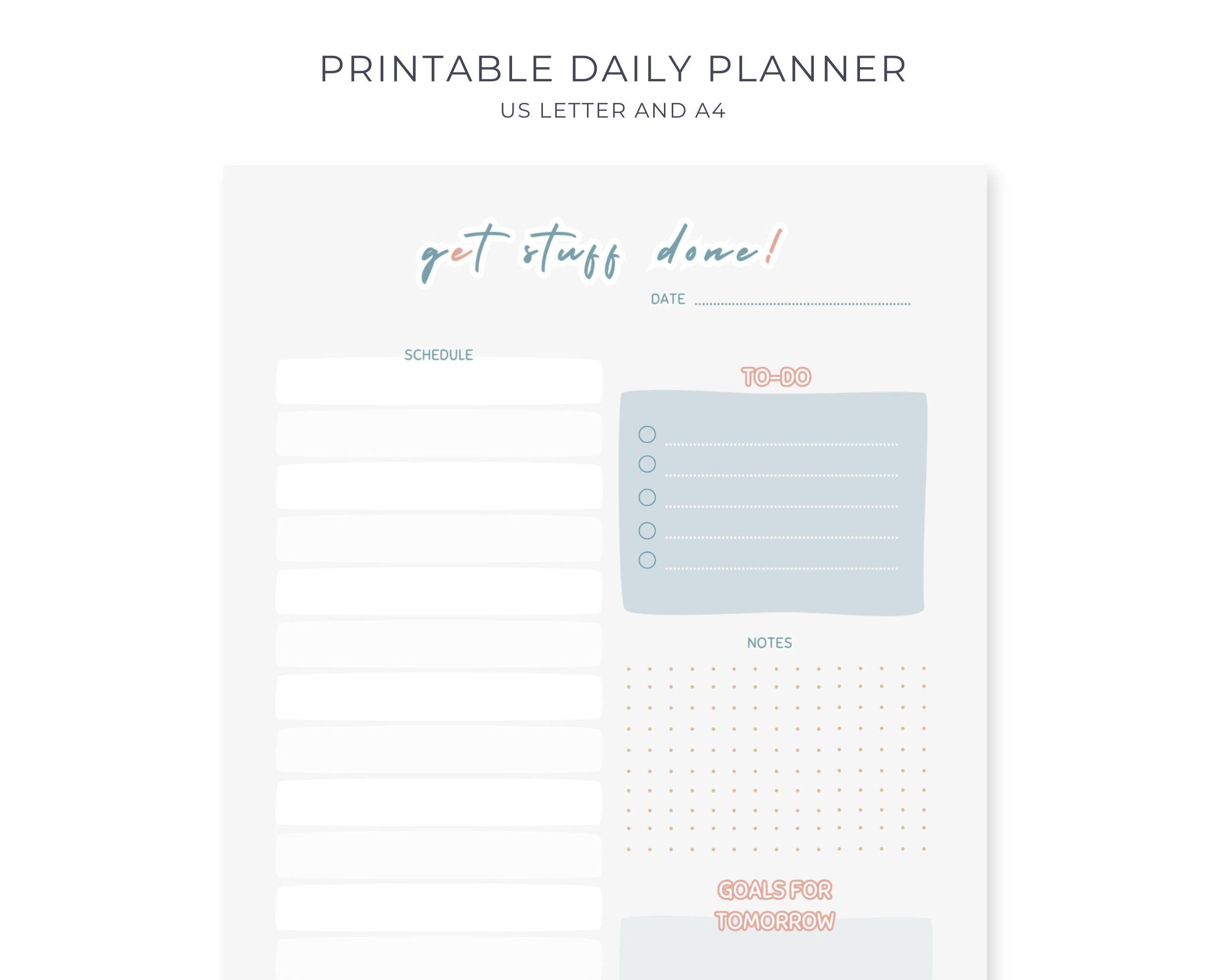Get Stuff Done Printable Daily Planner, Printable Stationary, Pastel ...