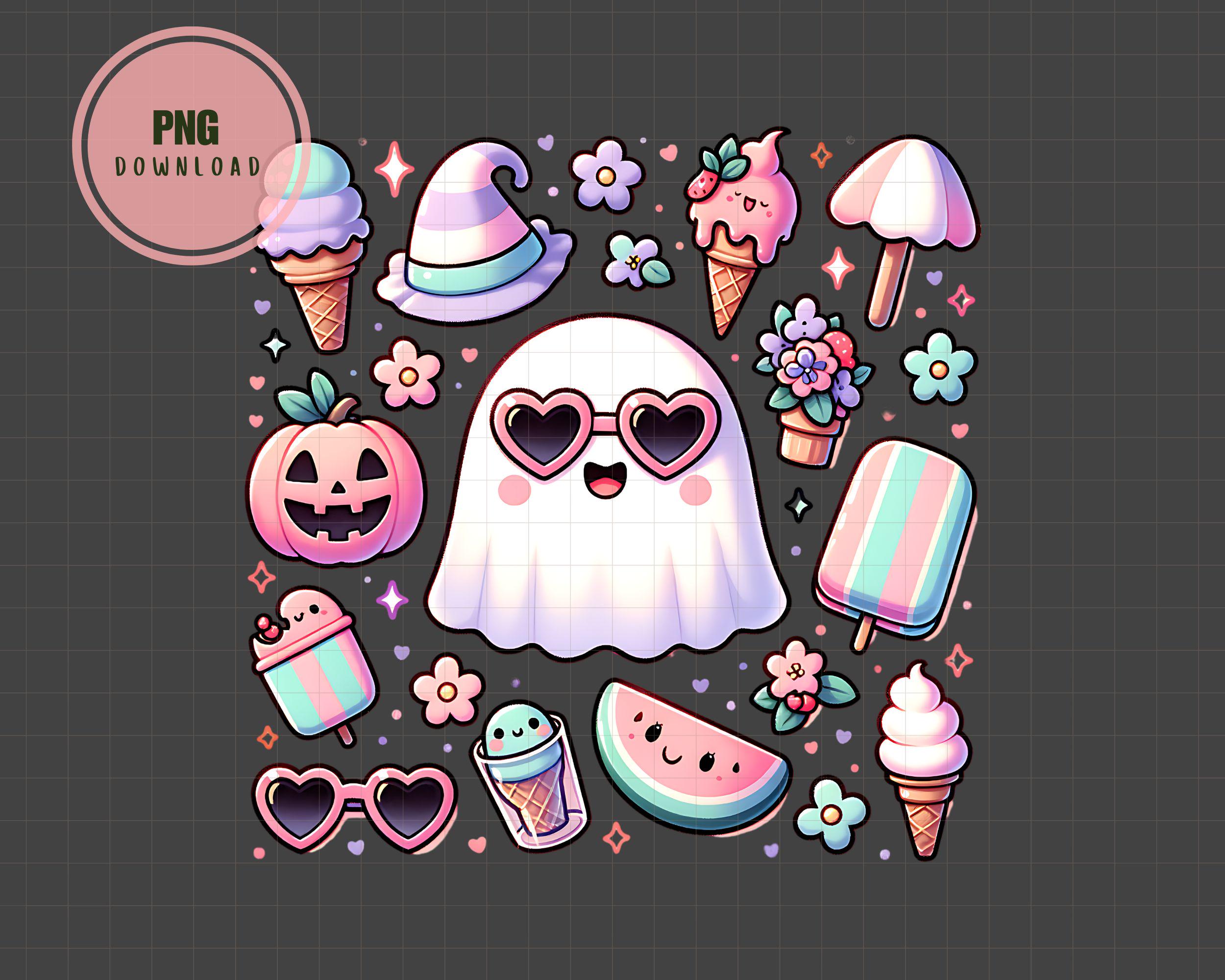 Cute Summerween Ghost Png, Cute Summer Vibes Png, Summer Png, Floral ...