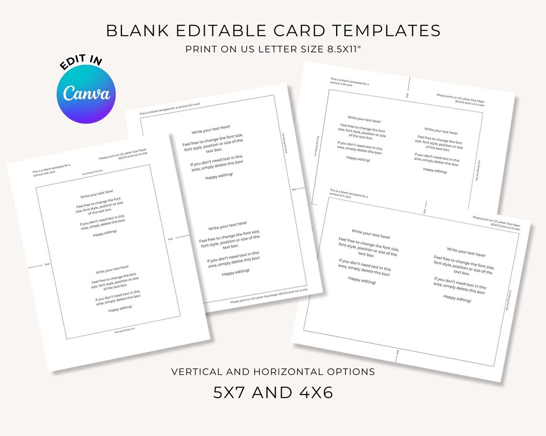 Printable Greeting Card Canva Template, Editable Card Template, Drag ...