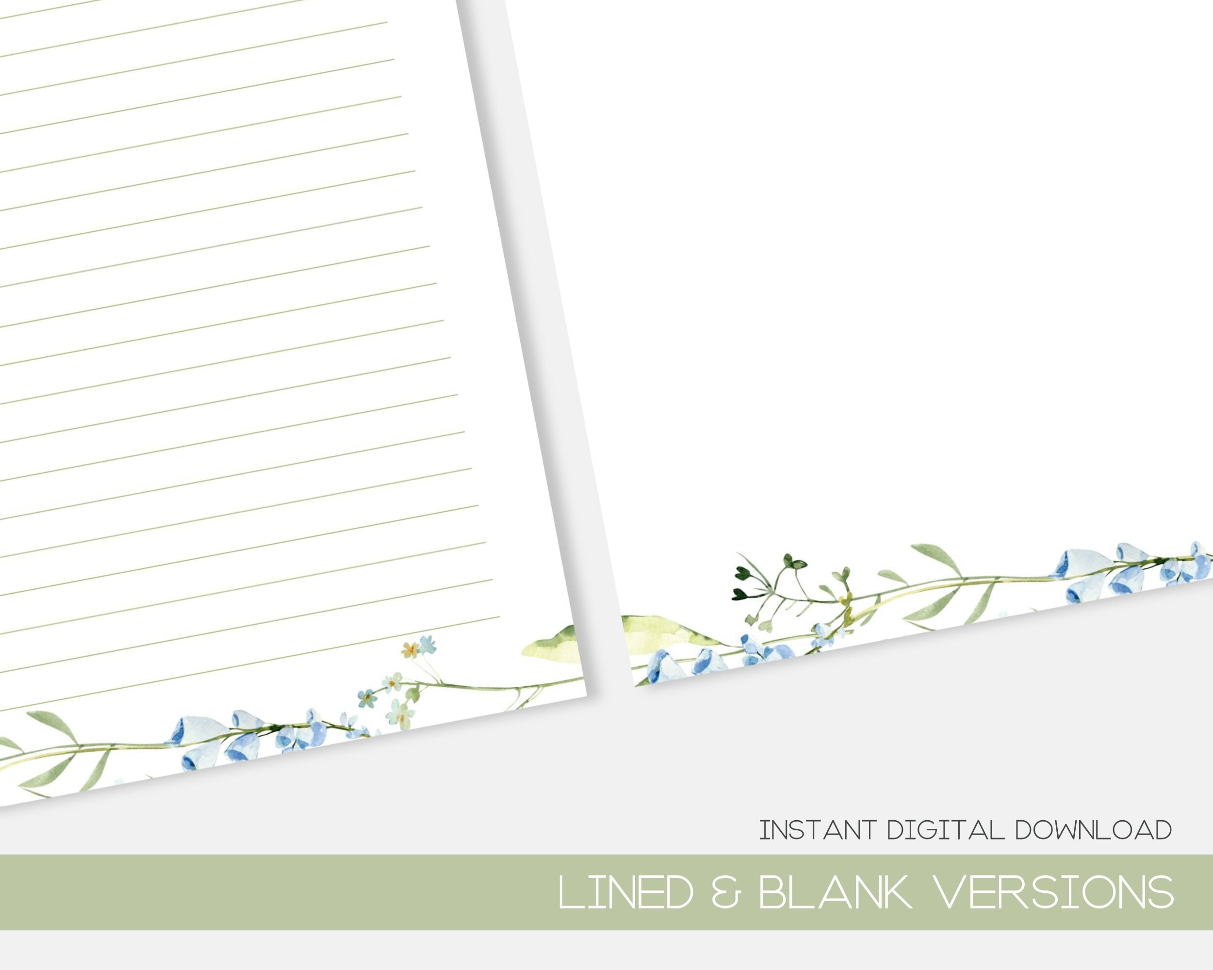 Printable Letter Paper, Watercolor Floral Writing Paper, Floral ...