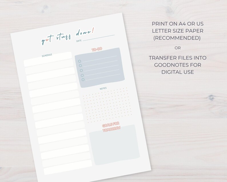 Get Stuff Done Printable Daily Planner, Printable Stationary, Pastel ...