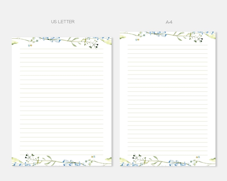 Printable Letter Paper, Watercolor Floral Writing Paper, Floral ...
