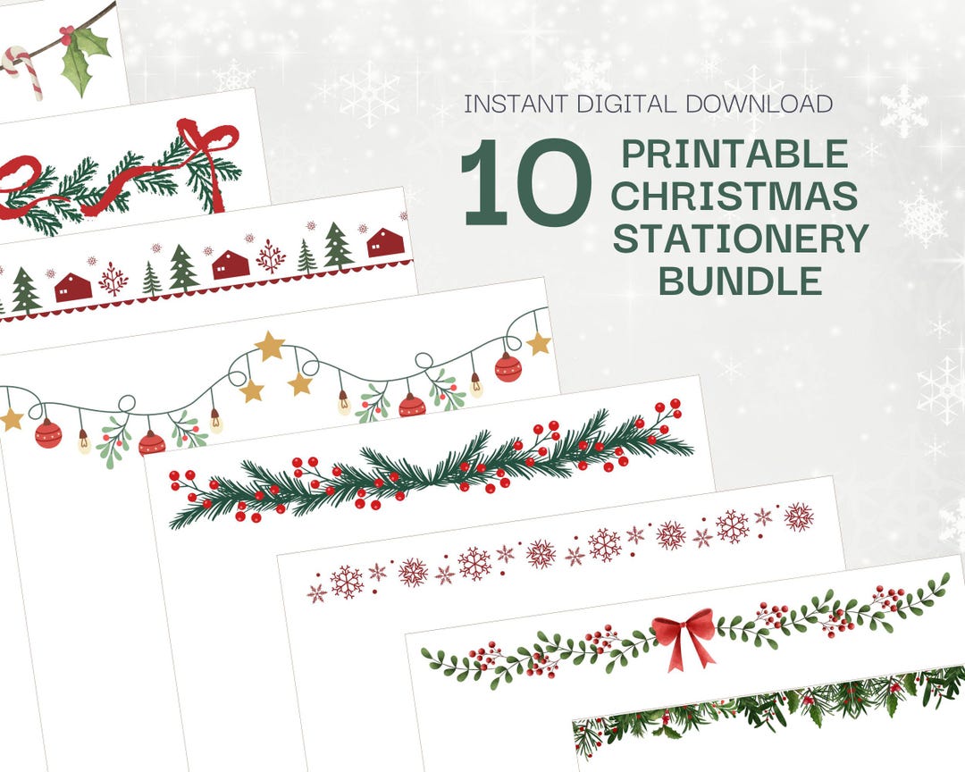 10 Christmas Stationery Designs, Christmas Writing Paper, Christmas ...
