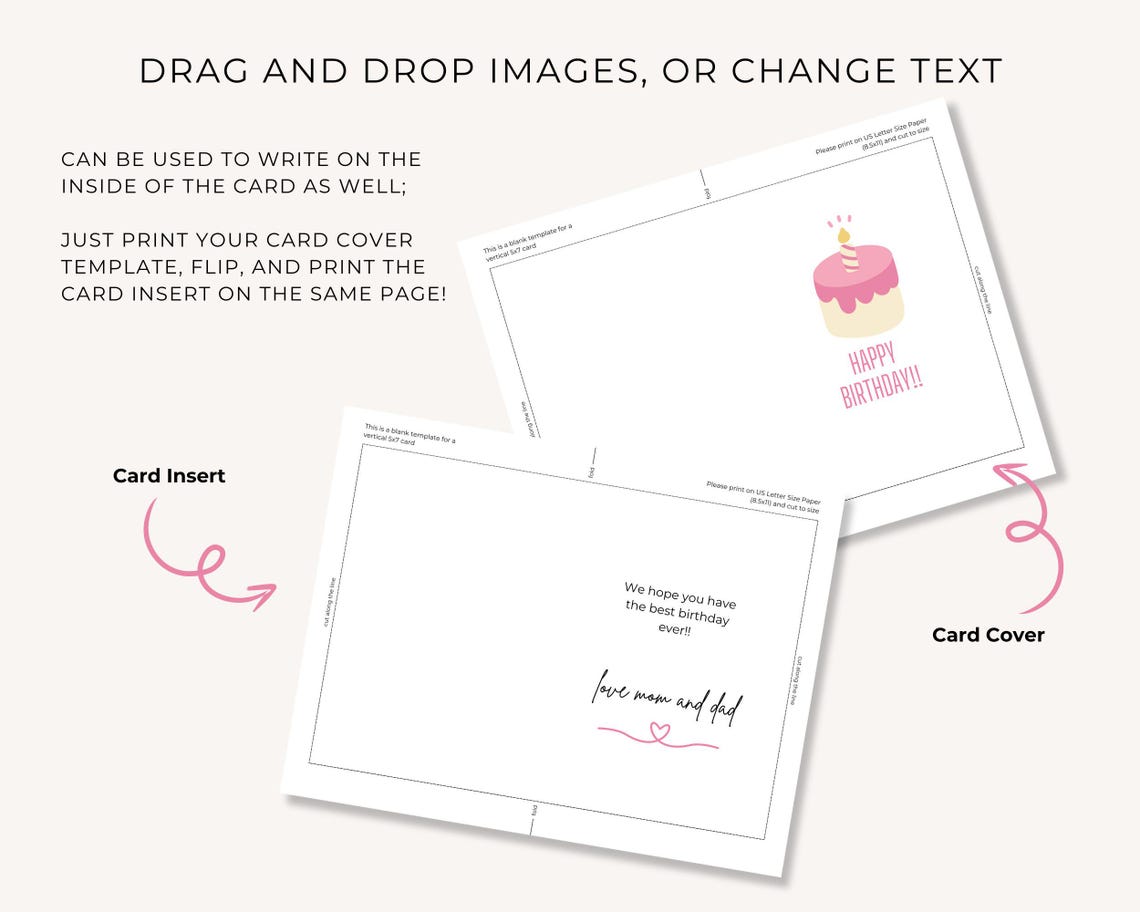 Printable Greeting Card Canva Template, Editable Card Template, Drag ...