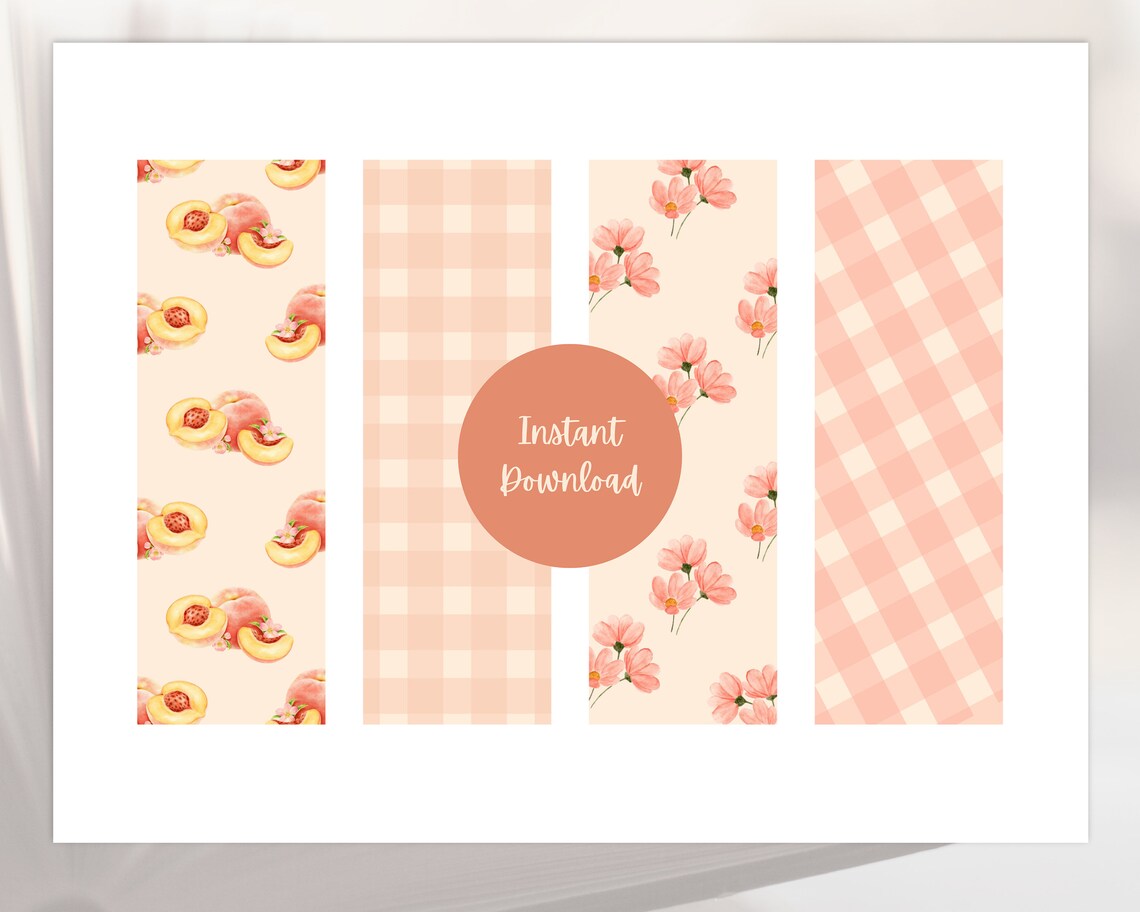 Peach Blossom Bookmarks, Cute Printable Bookmarks, Pink Bookmarks ...