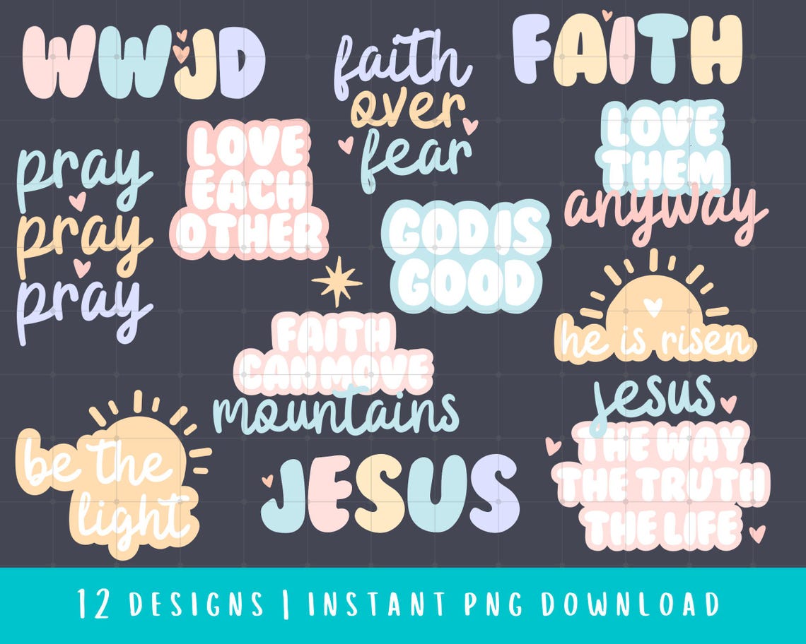 Christian Png Bundle, Cute Pastel Christian Faith Pngs, Bible Verse Png ...