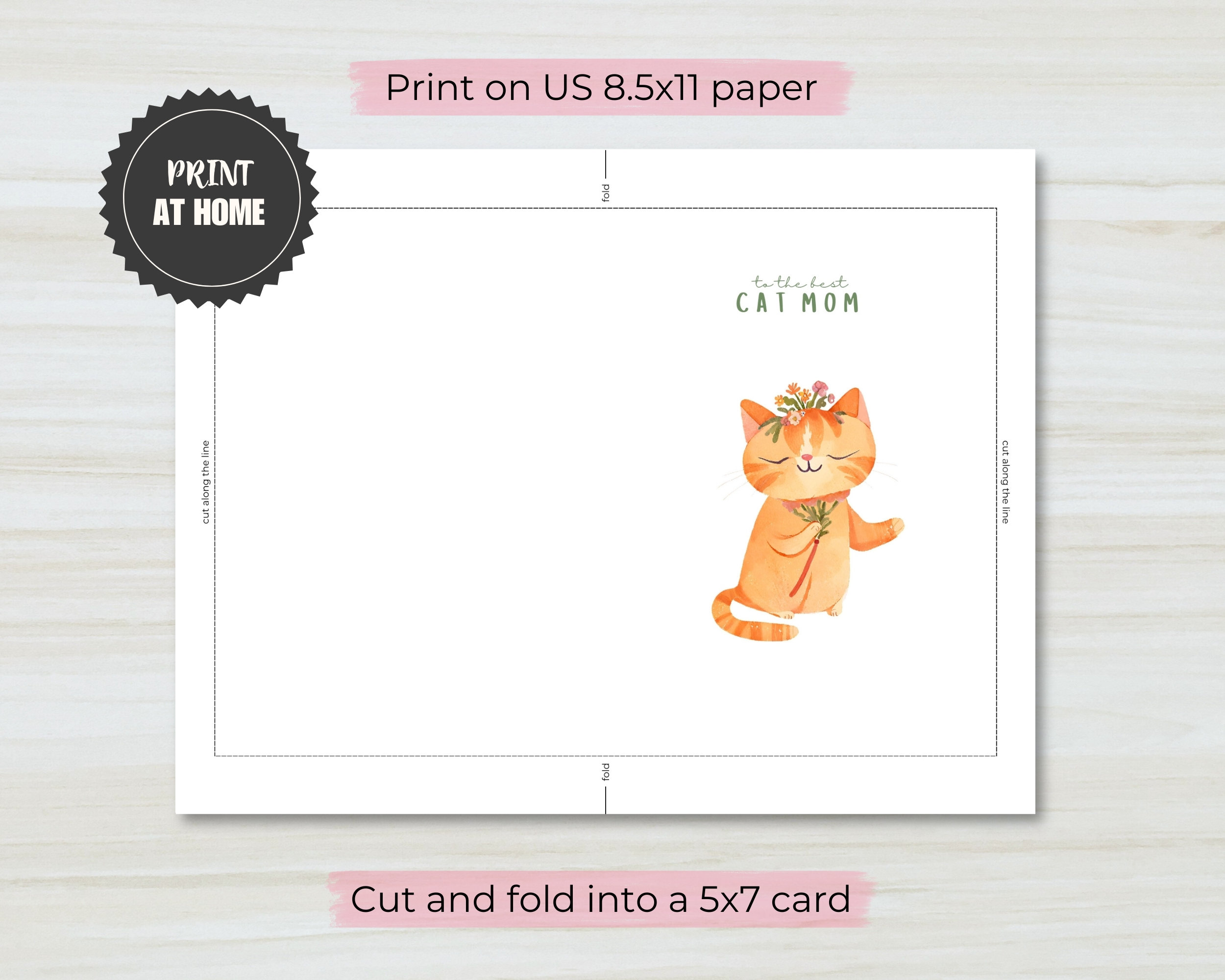 Cute Printable Cat Mom Card, Happy Mother's Day Card, Happy Birthday ...