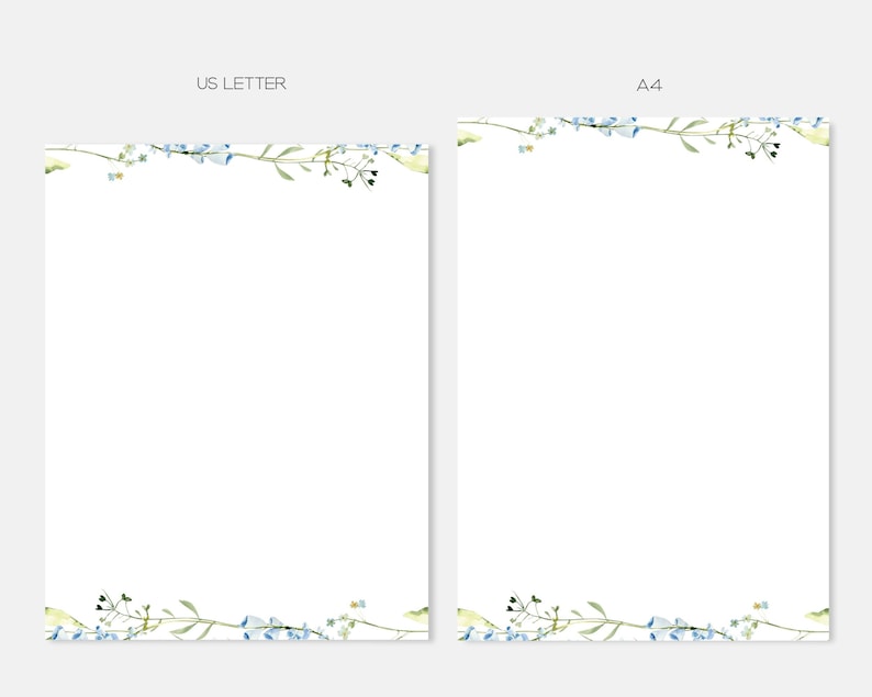 Printable Letter Paper, Watercolor Floral Writing Paper, Floral ...