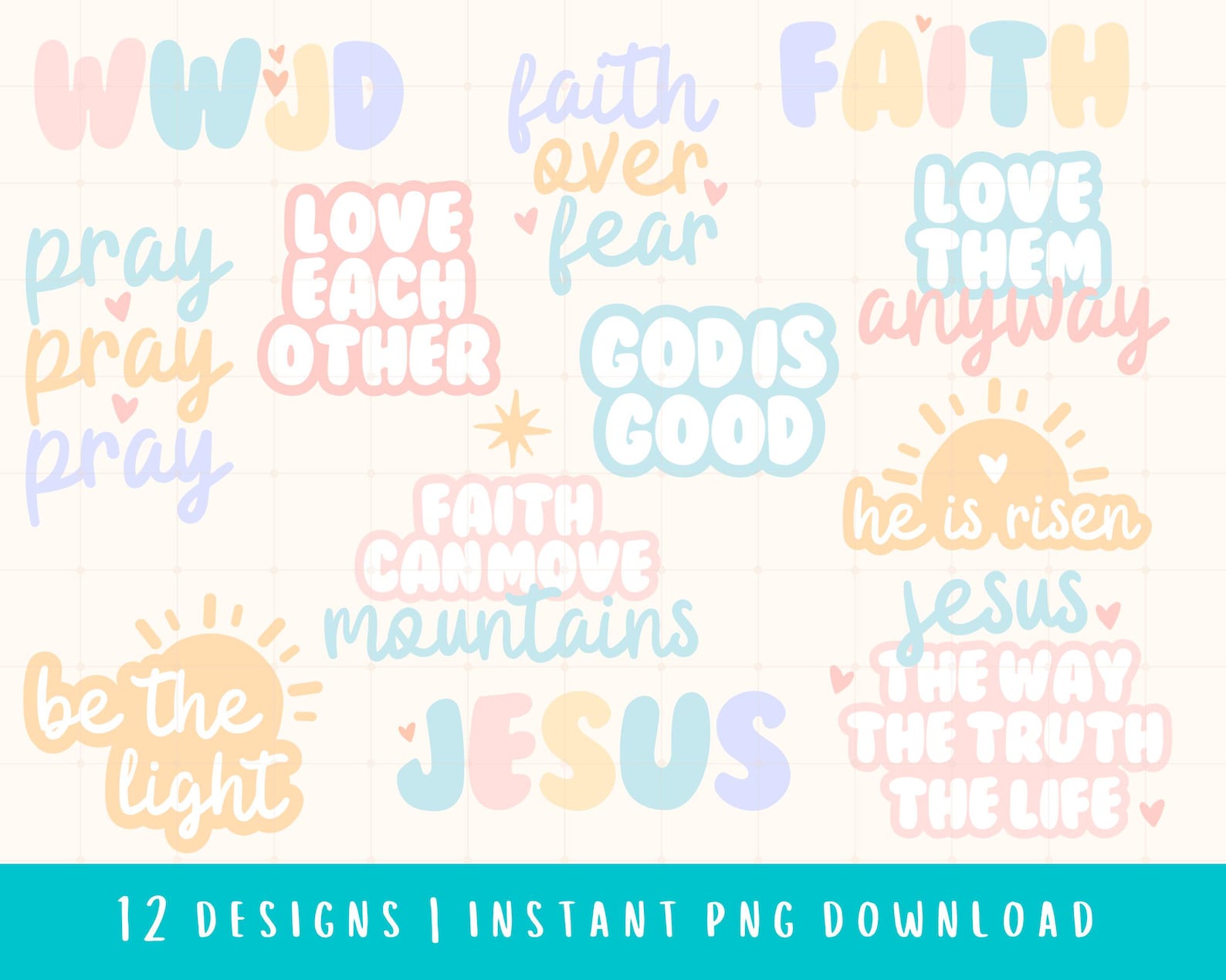 Christian Png Bundle, Cute Pastel Christian Faith Pngs, Bible Verse Png ...