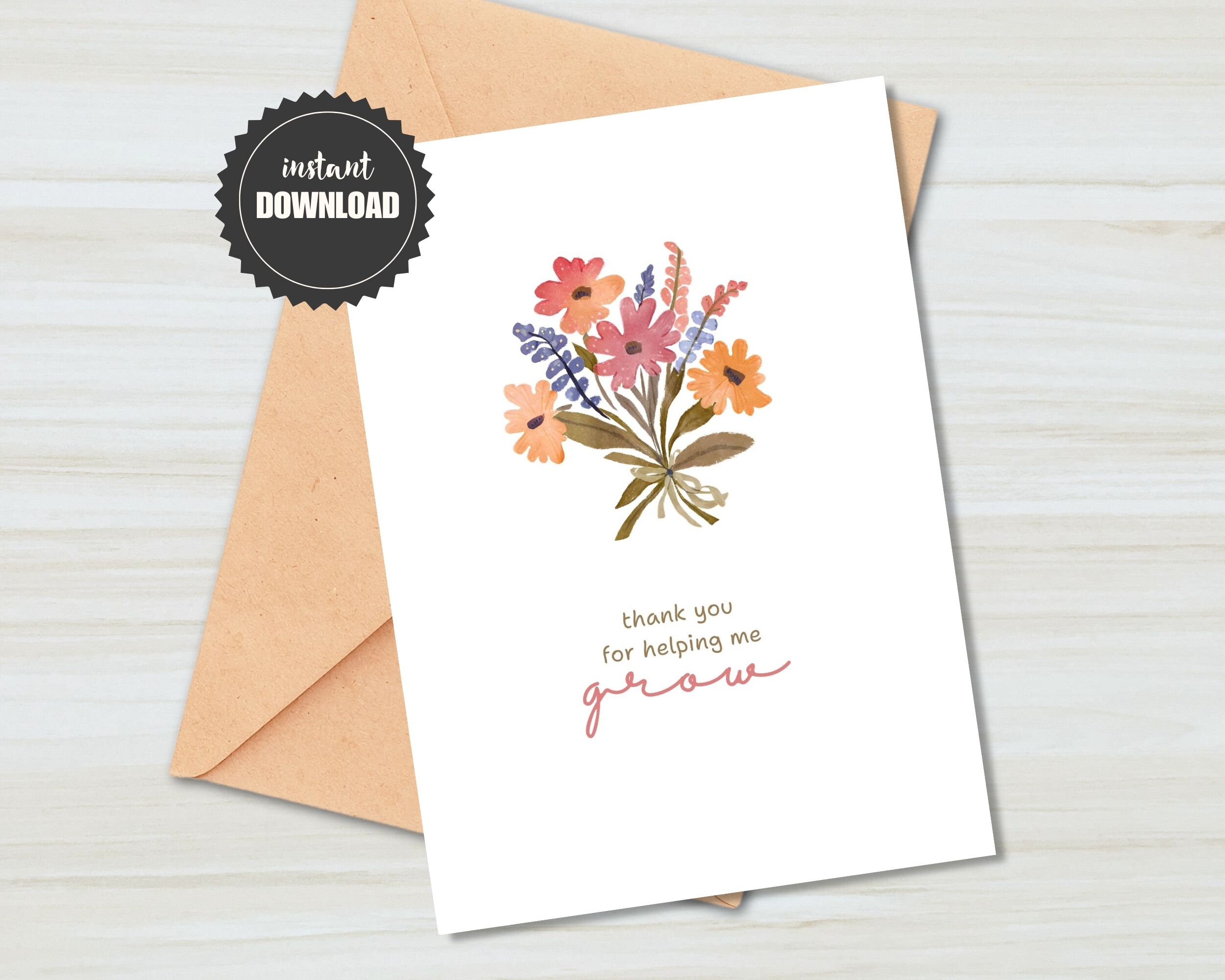 Thank You for Helping Me Grow Printable Happy Mother's Day Card ...