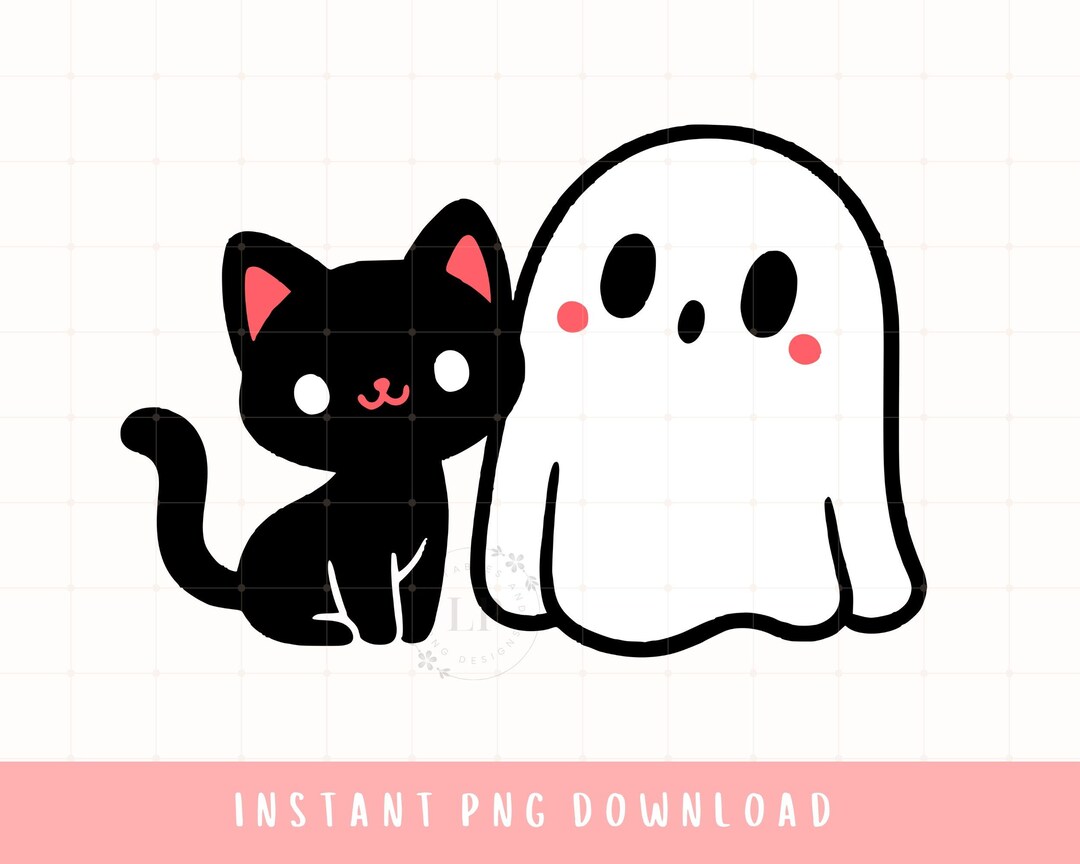 Cute Cat Ghost Png, Cat and Ghost Friends, Halloween Png, Fall Png ...