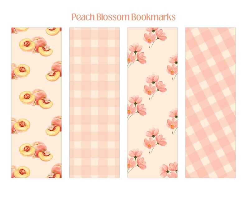 Peach Blossom Bookmarks, Cute Printable Bookmarks, Pink Bookmarks ...