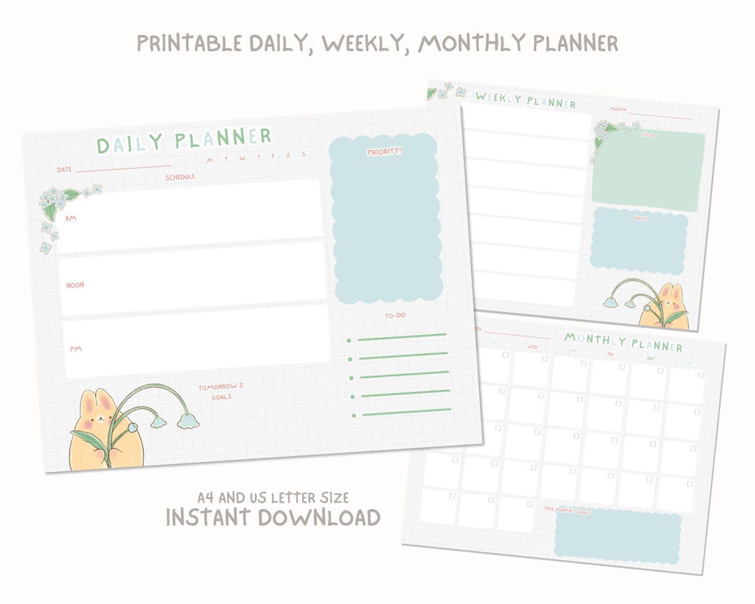 Cute Pastel Planner, Printable Daily Planner, Weekly Planner, Monthly ...