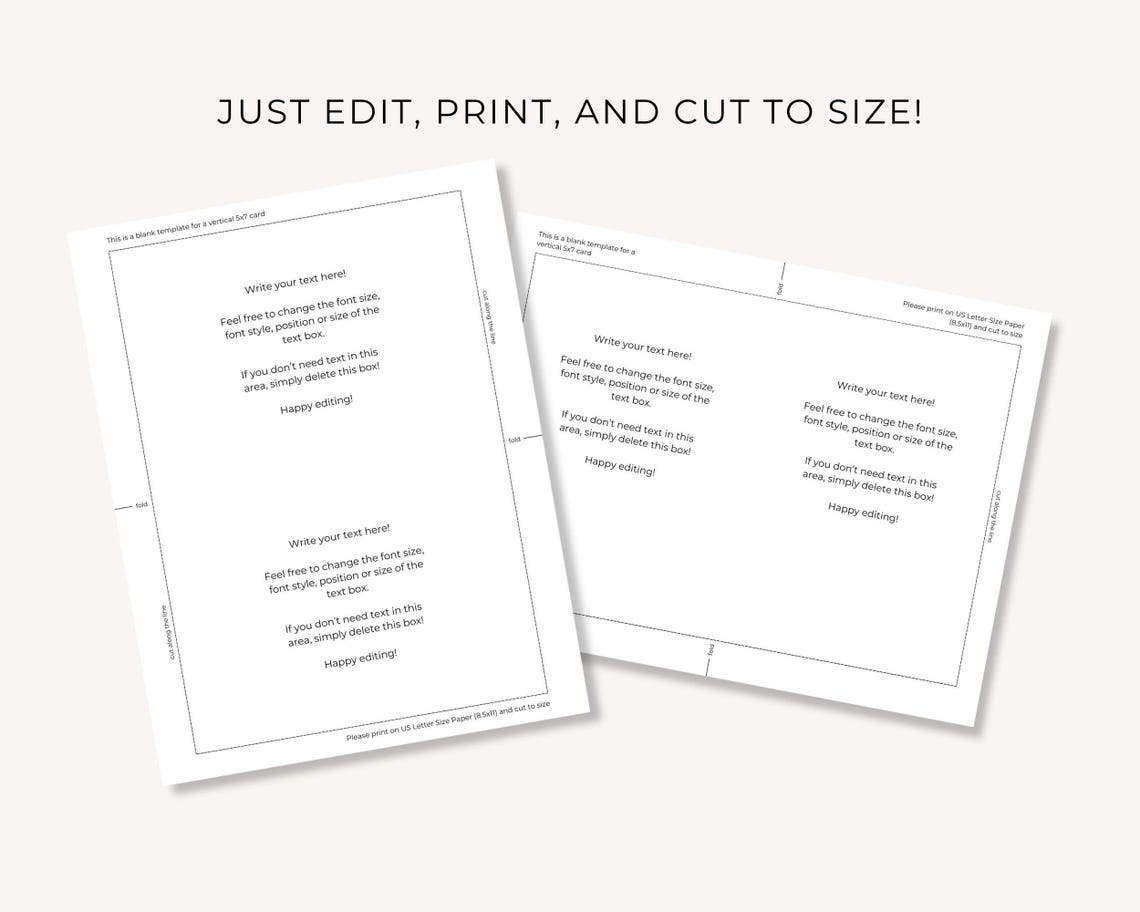 Printable Greeting Card Canva Template, Editable Card Template, Drag ...