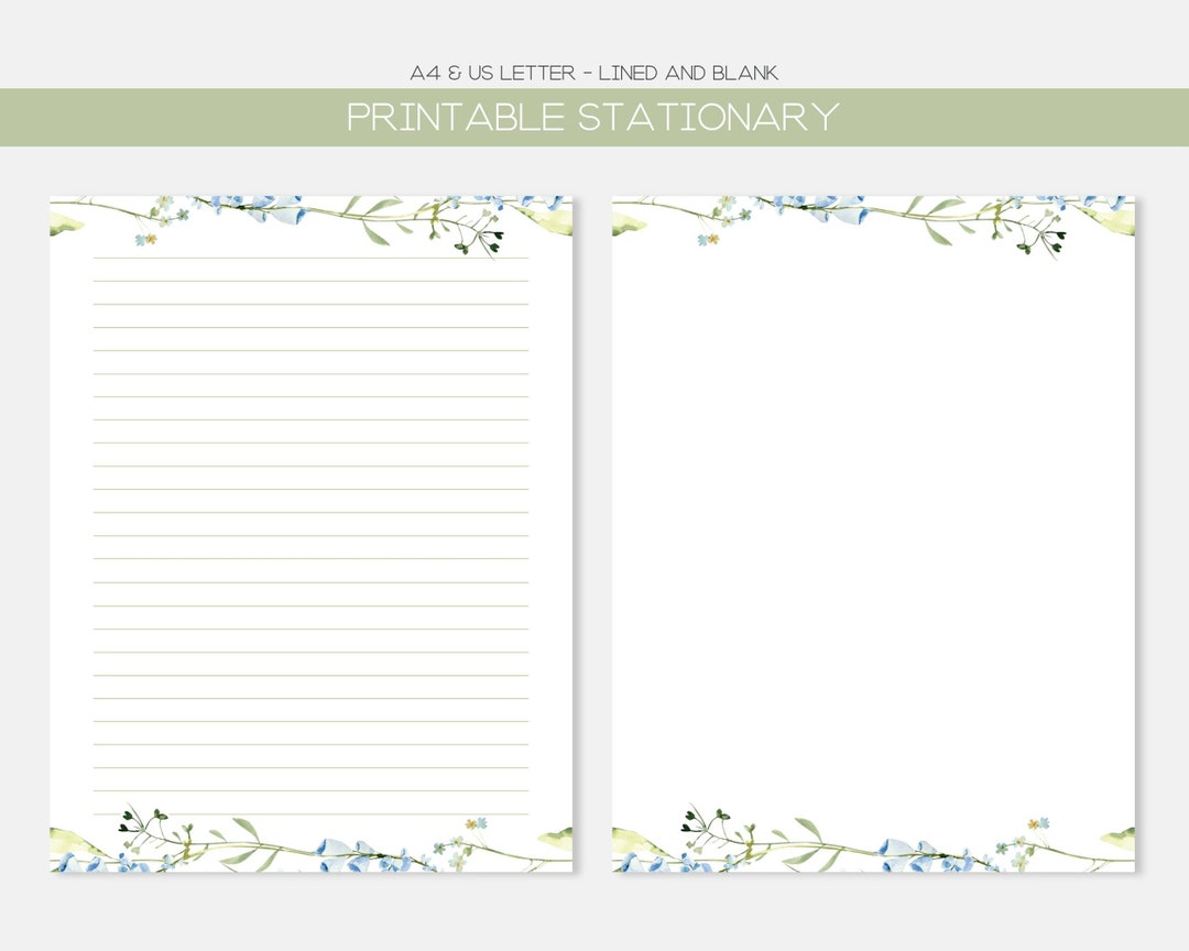 Printable Letter Paper, Watercolor Floral Writing Paper, Floral ...