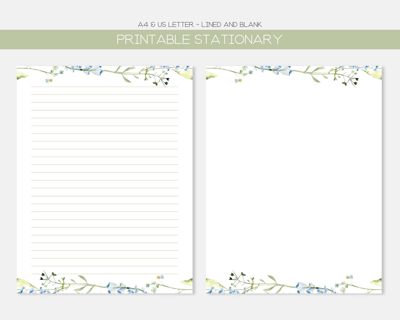 Printable Letter Paper, Watercolor Floral Writing Paper, Floral ...