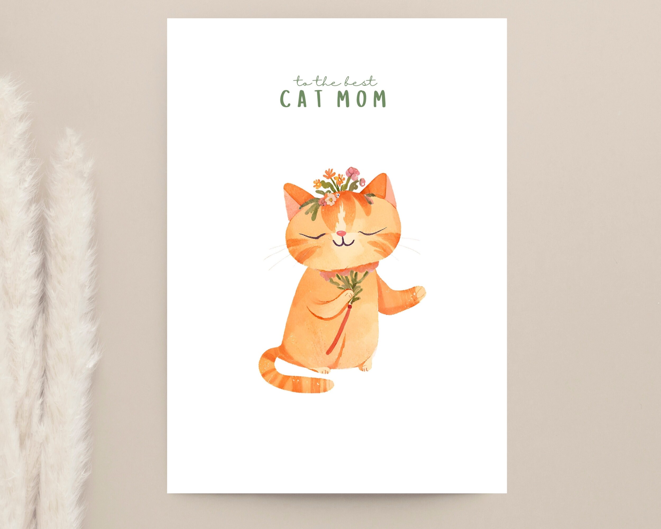 Cute Printable Cat Mom Card, Happy Mother's Day Card, Happy Birthday ...
