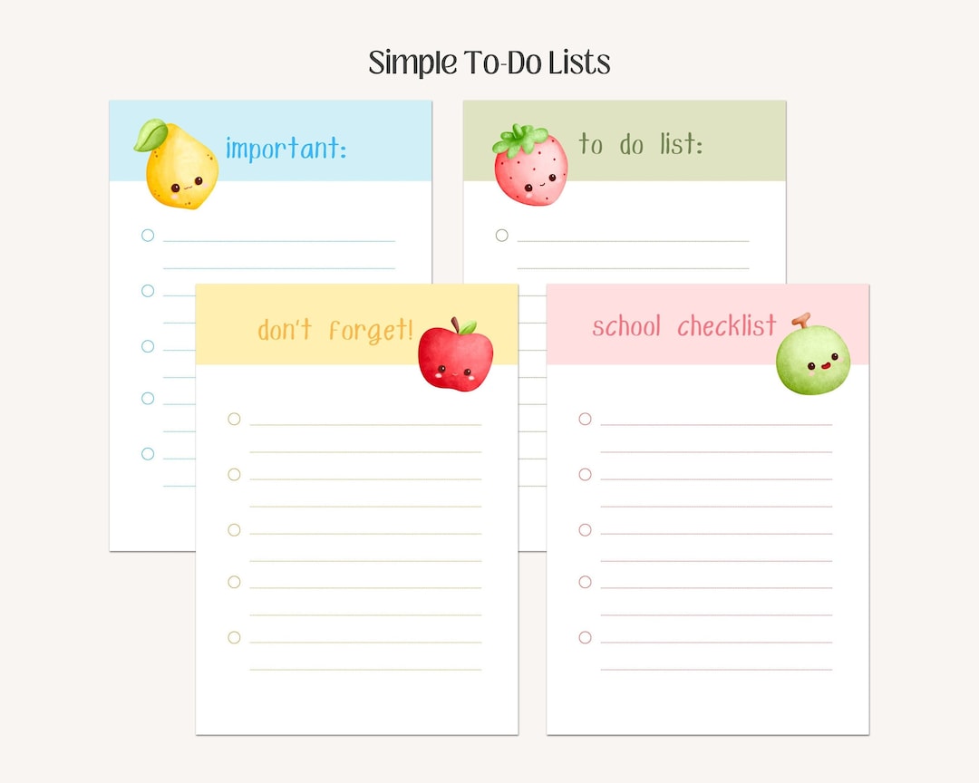 Cute To-do Lists for Kids and Parents, Cute Printable Checklist ...