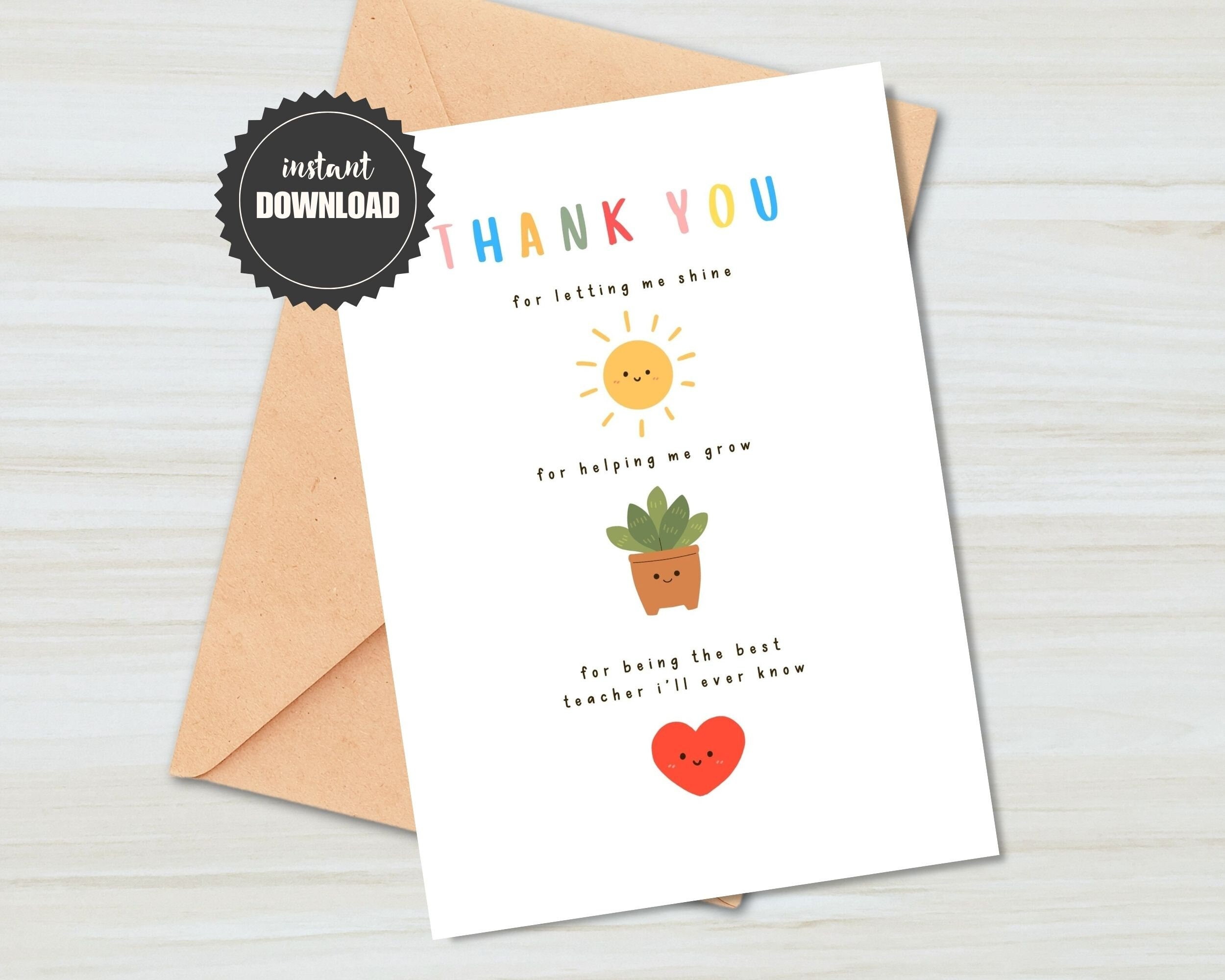 Teacher Appreciation Week Card, Thank You Teacher, Teacher Gift, Best ...