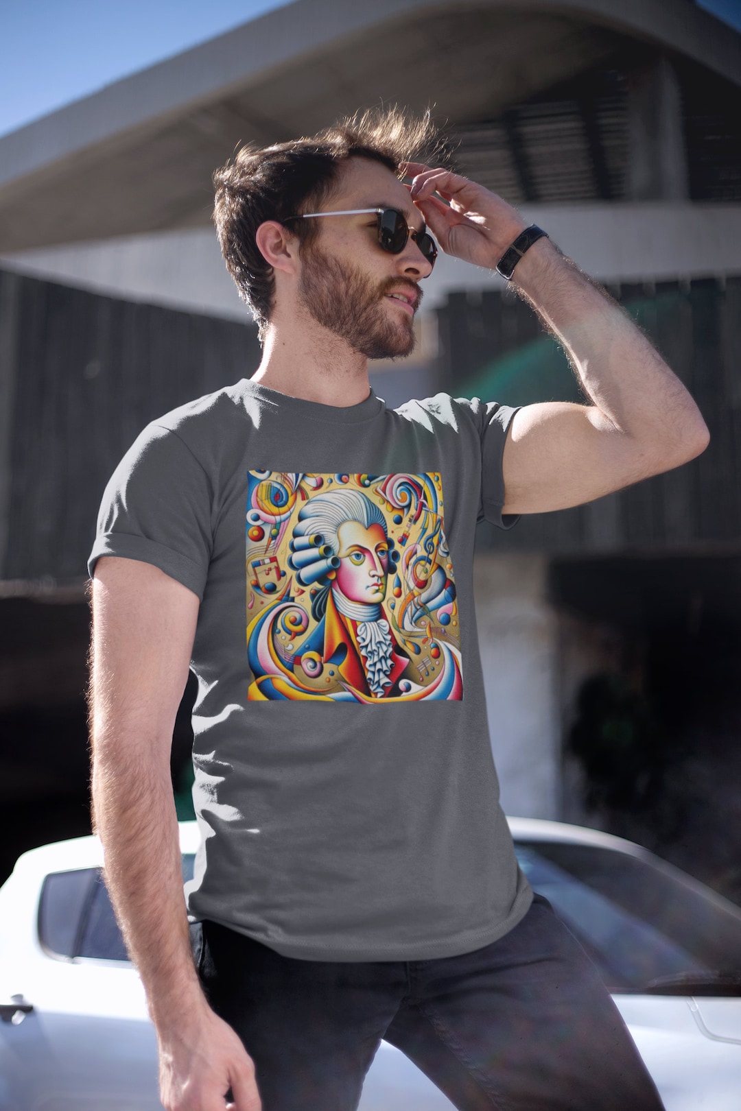Wolfgang Amadeus Mozart Abstract Art Heavyweight Unisex Crewneck T ...