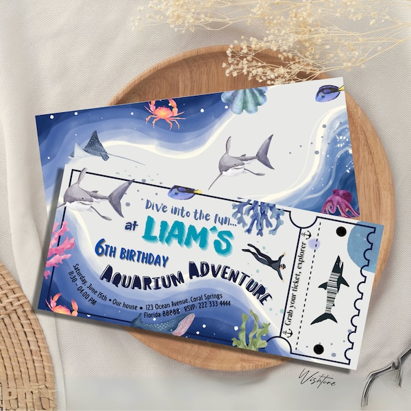Aquarium Birthday Ticket Invitation - Etsy
