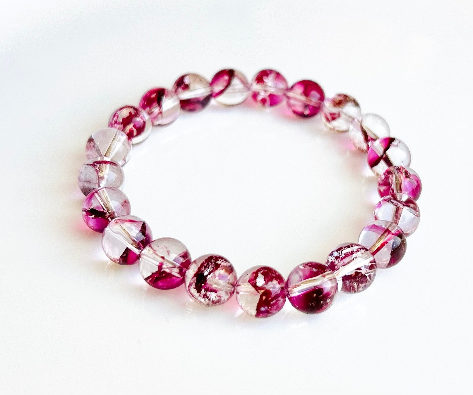 Red Hematoid Quartz Beads Bracelet, Hematoid Quartz, Genuine Crystal ...