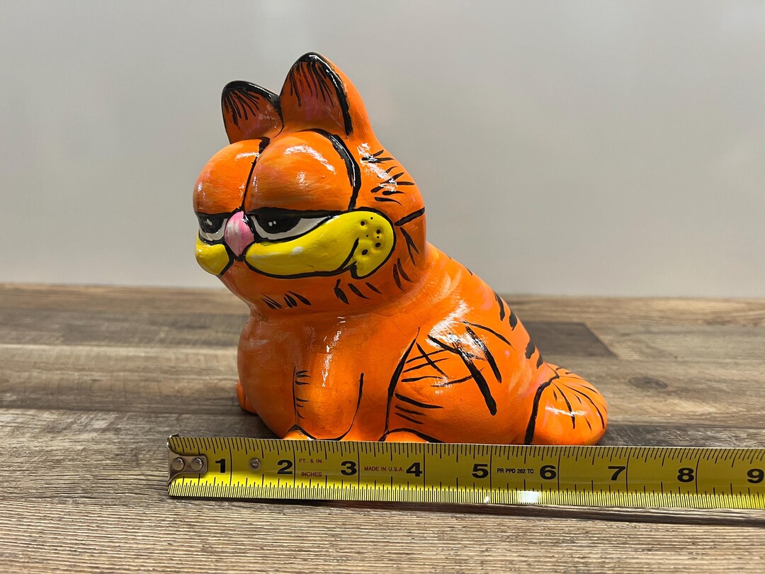 Vintage Garfield the Cat Statue 7" Ceramic Hand Painted Orange Gloss ...