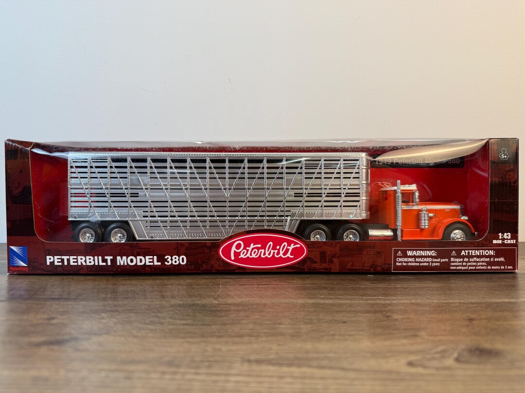 New Ray Orange 1949 Peterbilt Model 380 Semi Truck Livestock Bull ...