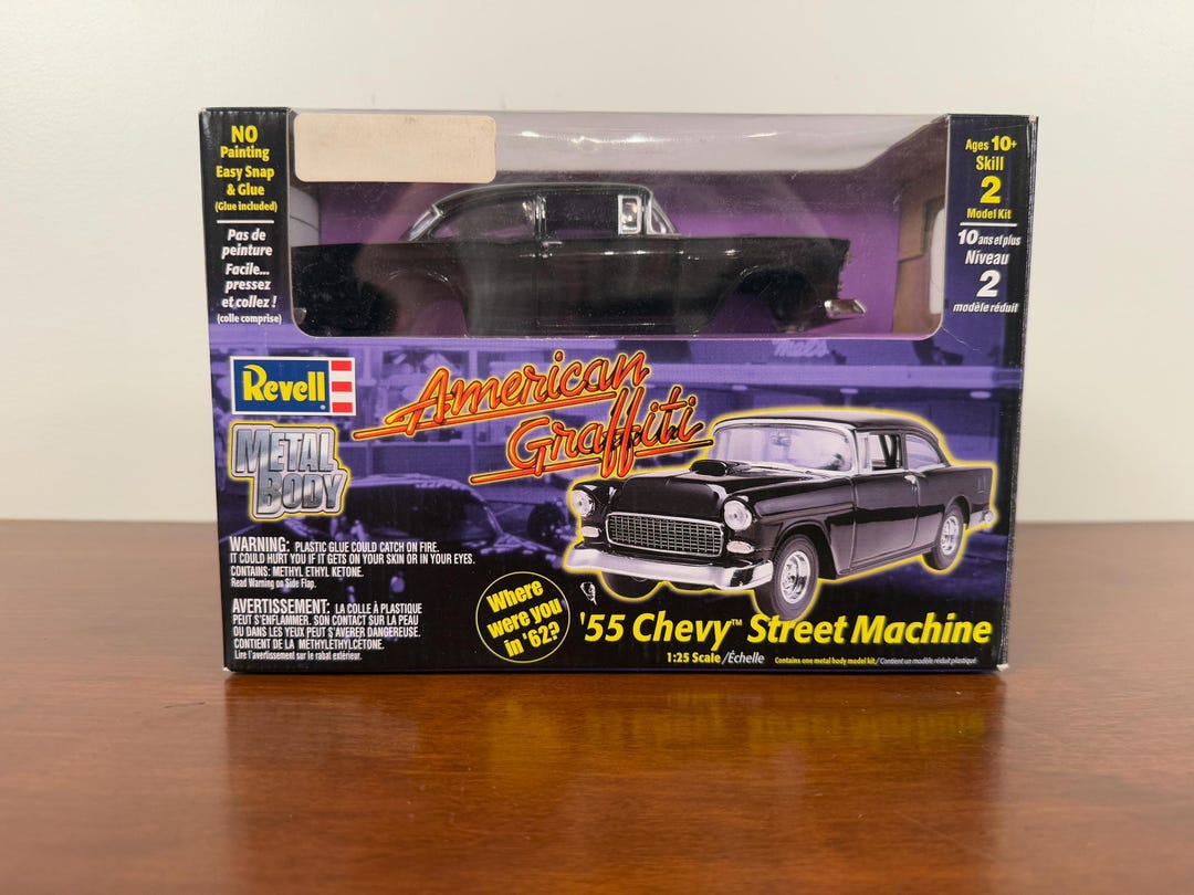 Revell American Graffiti Black 55 Chevy Metal Street Machine 1/25 Scale ...