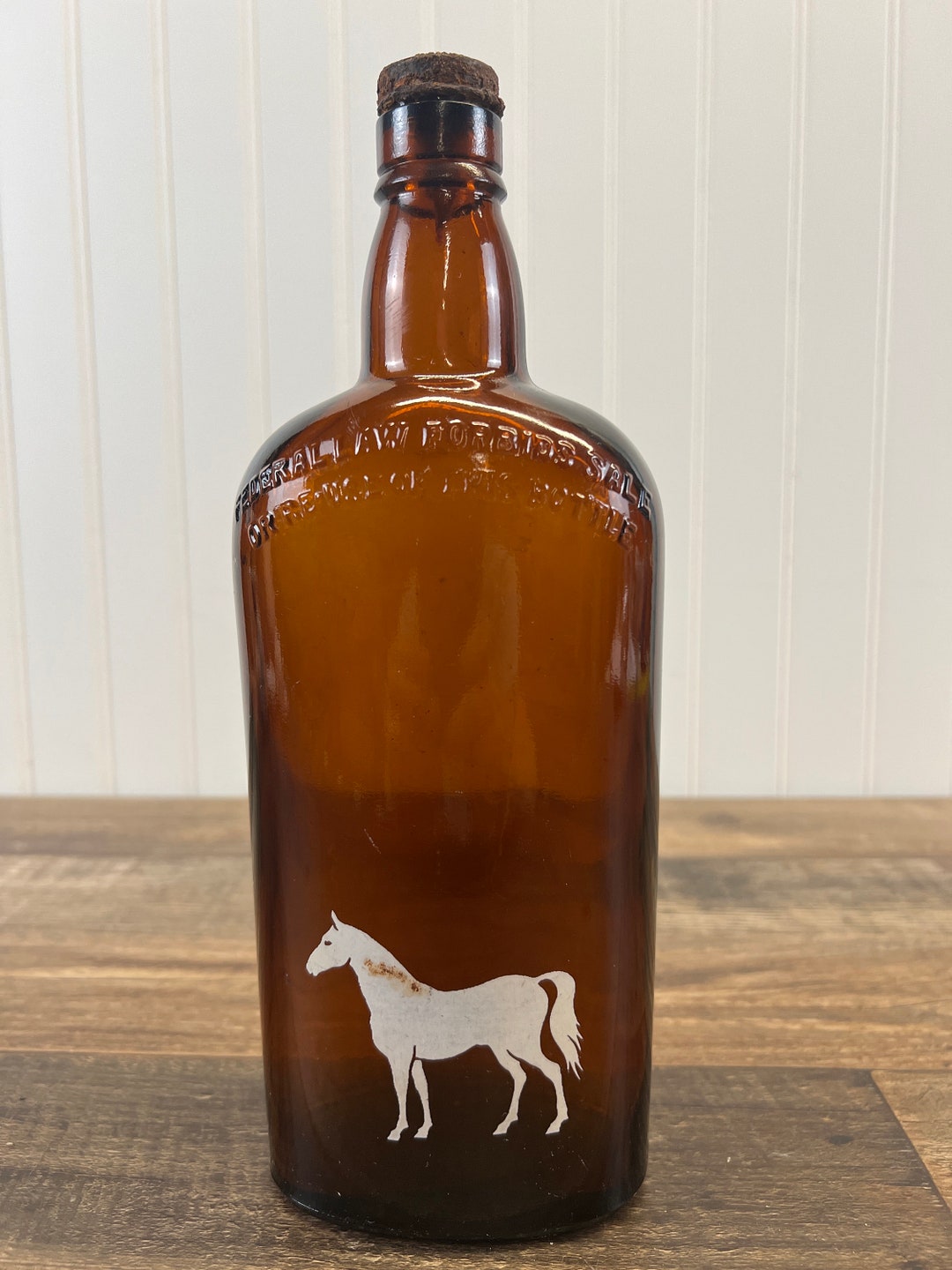 Vintage White Horse Distilleries Whiskey Bottle With Lid – Glass Bottle ...