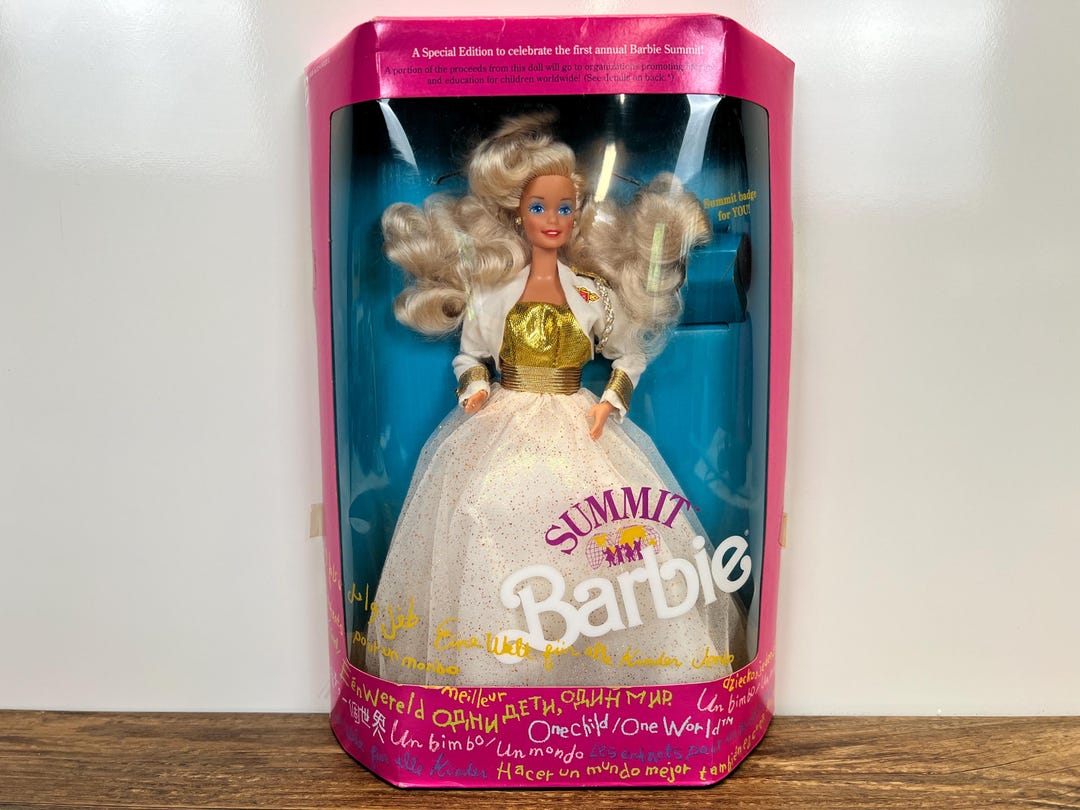 Vintage 1990 Summit Edition Barbie Doll: White and Gold Gown - Etsy