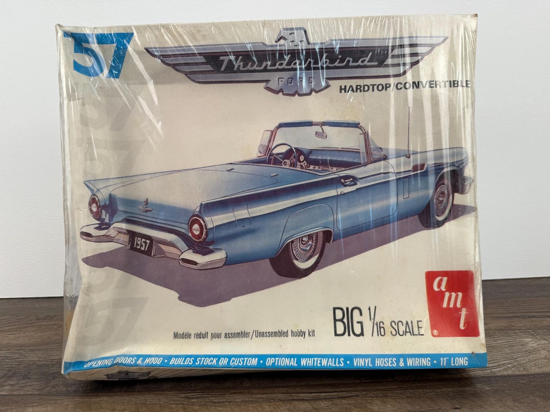 Vintage 1957 Ford Thunderbird Model Kit: AMT 1/16 Scale - Etsy