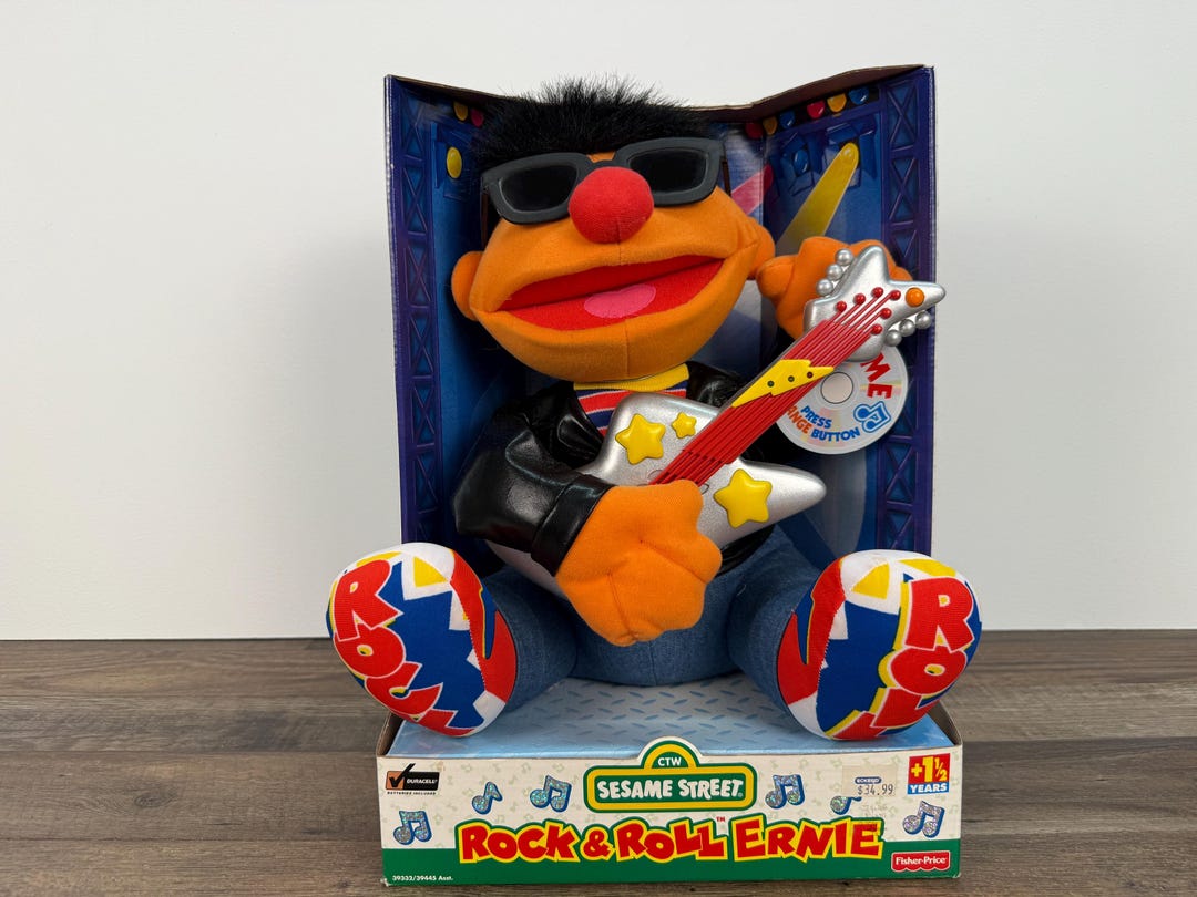 Fisher Price Sesame Street Rock & Roll Ernie Sings Plays Guitar Vintage ...