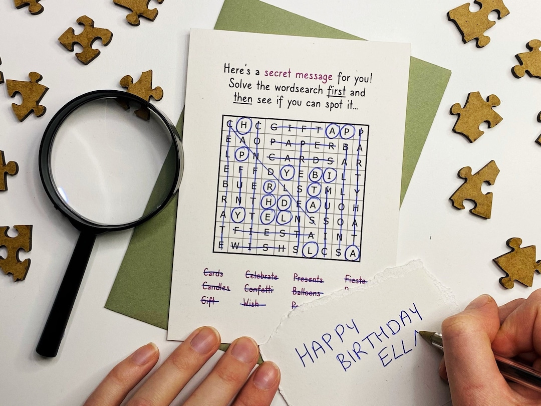 Personalised Puzzle Birthday Card Solve the Wordsearch to Reveal a ...