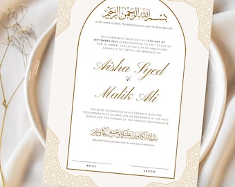 Islamic Nikah Marriage Certificate - Etsy