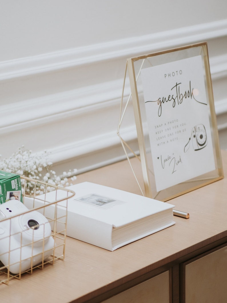 Custom Personalized Instax Mini Photo Guestbook Sign Minimalist Polaroid Camera Wedding ...