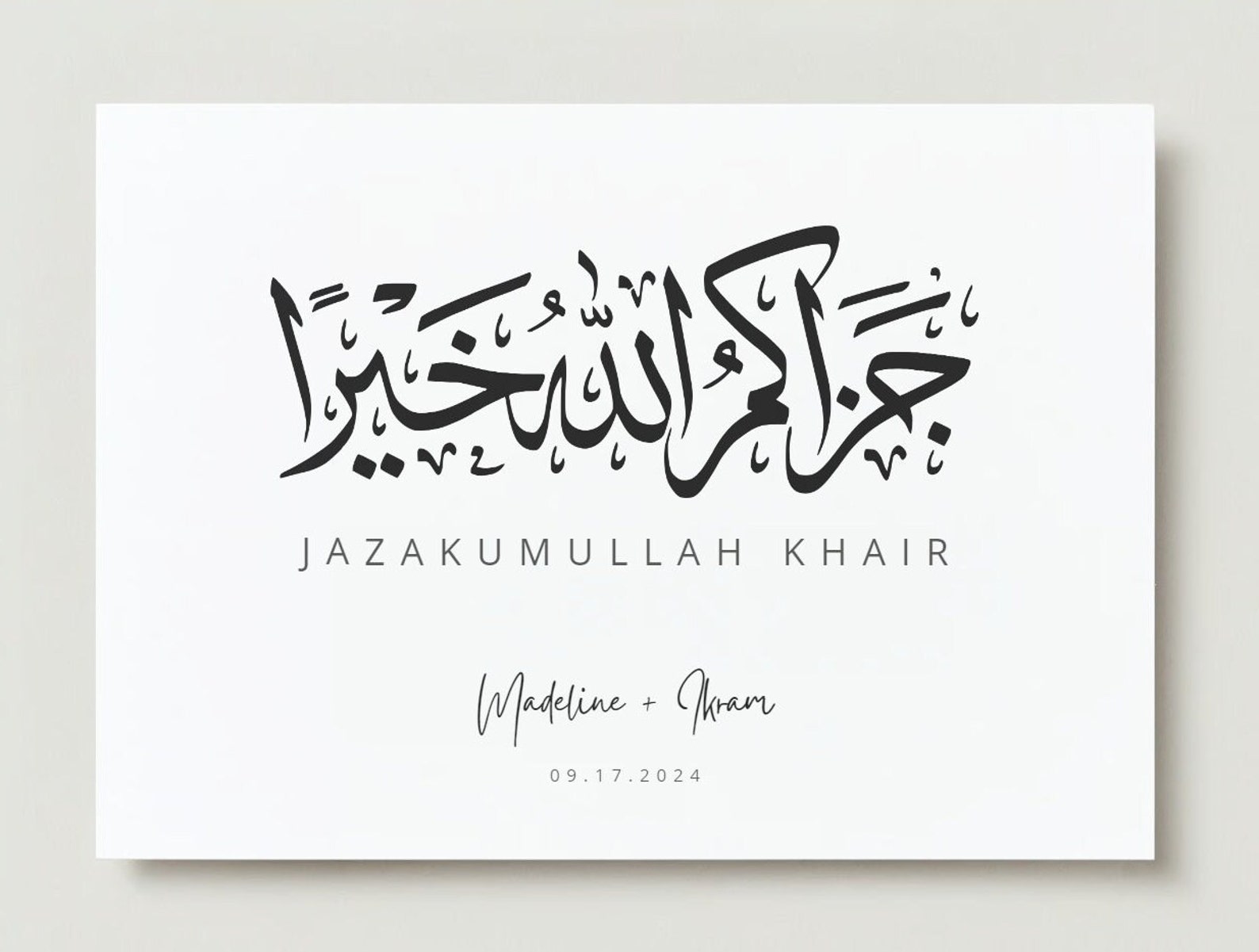 Nikkah Thank You Card Islamic Wedding Card Custom Kitab Paper Katb ...