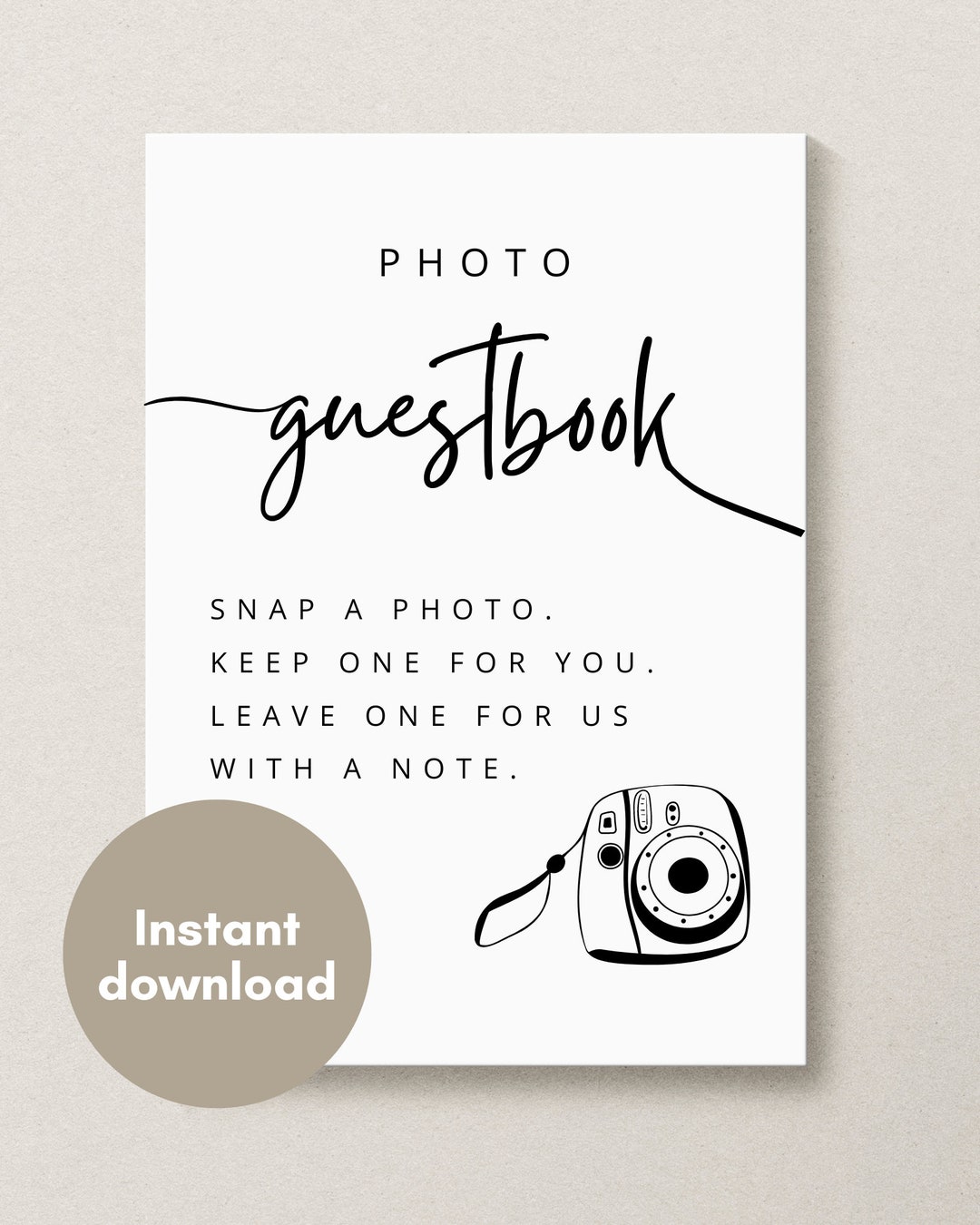 INSTANT DOWNLOAD Instax Mini Photo Guestbook Sign Minimalist Polaroid ...