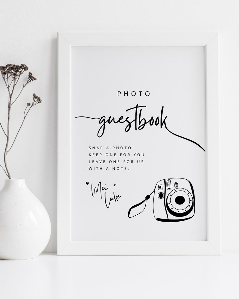 Custom Personalized Instax Mini Photo Guestbook Sign Minimalist Polaroid Camera Wedding ...