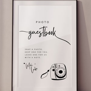 Custom Personalized Instax Mini Photo Guestbook Sign Minimalist Polaroid Camera Wedding ...